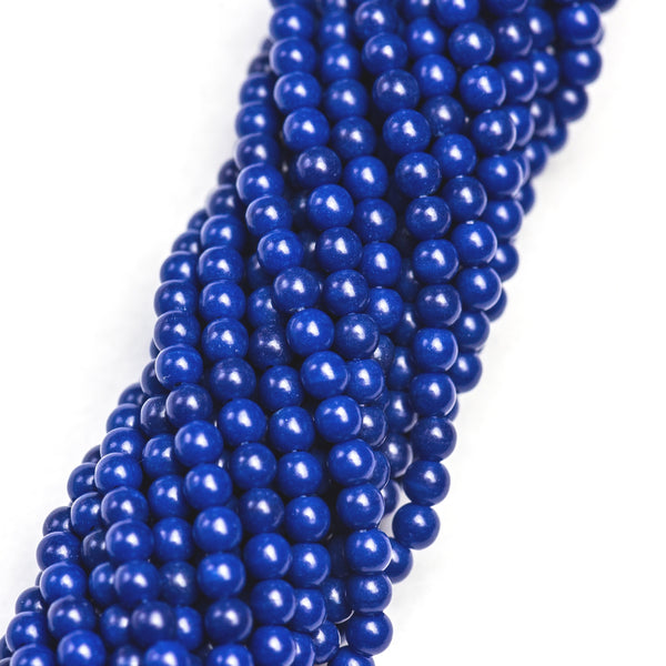 4MM Opaque Royal Blue Bead 60" (6 strands) | Elvee/Rosenberg Inc.