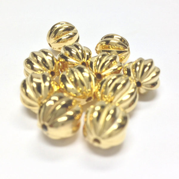 10MM Hamilton Gold Fluted Bead (36 pieces) | Elvee/Rosenberg Inc.