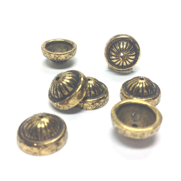 16MM Ant. Ham.Gold Fluted Cap (36 pieces) | Elvee/Rosenberg Inc.