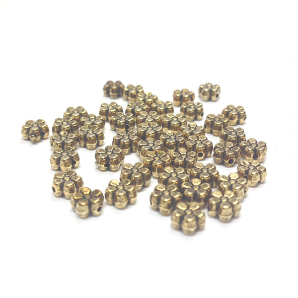 5MM Antique Ham.Gold Flower Bead (144 pieces) | Elvee/Rosenberg Inc.