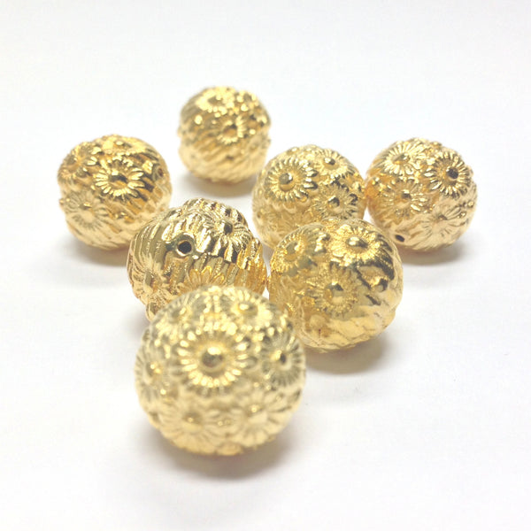 12MM Hamilton Gold Flower Bead (36 pieces) | Elvee/Rosenberg Inc.