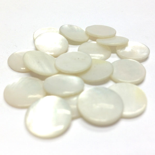 11X1.8MM White MOP Shell Round Cab (72 pieces) | Elvee/Rosenberg Inc.